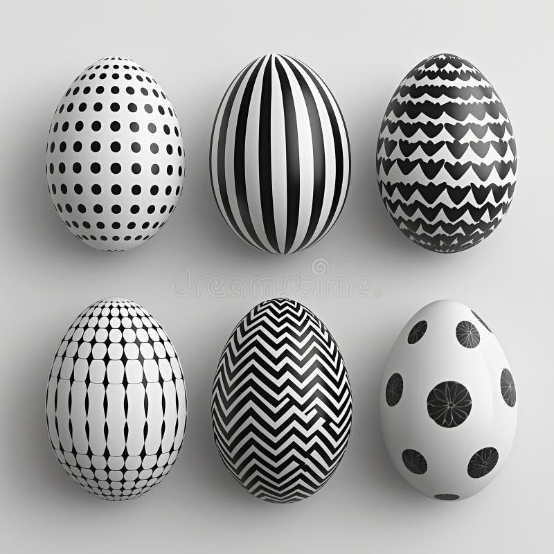 Decorated Easter Eggs with Modern Graphic Patterns Isolated on ...