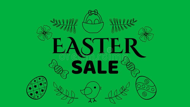 Decorated Easter Sale Word on Green Screen Stock Illustration ...