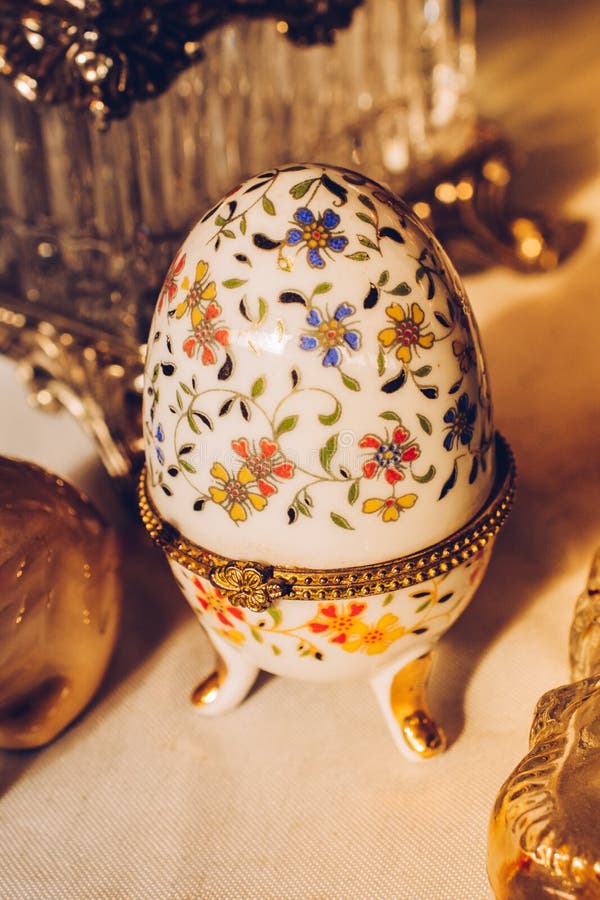 Decorated Egg Shaped Ceramic Container on Display Stock Image - Image ...