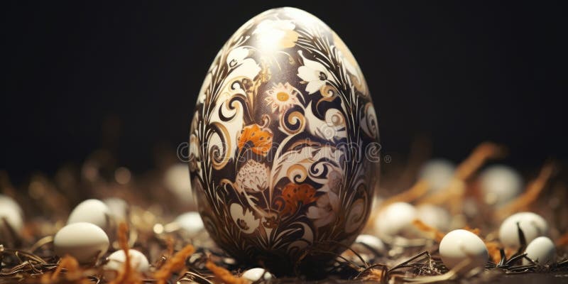 A Decorated Egg Sitting on Top of a Pile of Eggs. Ideal for Easter and ...