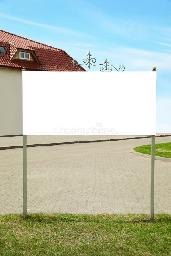 Decorated Empty Signboard Outdoors. Mock-up for Design Stock Image ...