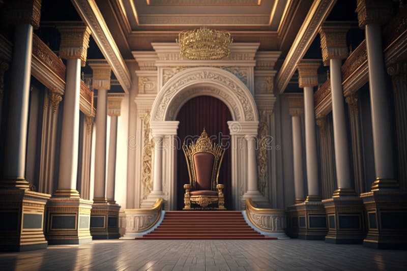 Decorated Empty Throne Hall Stock Illustration - Illustration of empty ...