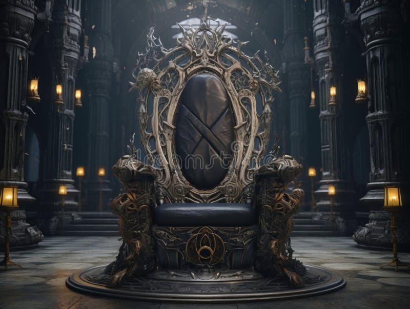 Decorated Empty Throne Hall. Black Throne. Stock Image - Image of ...