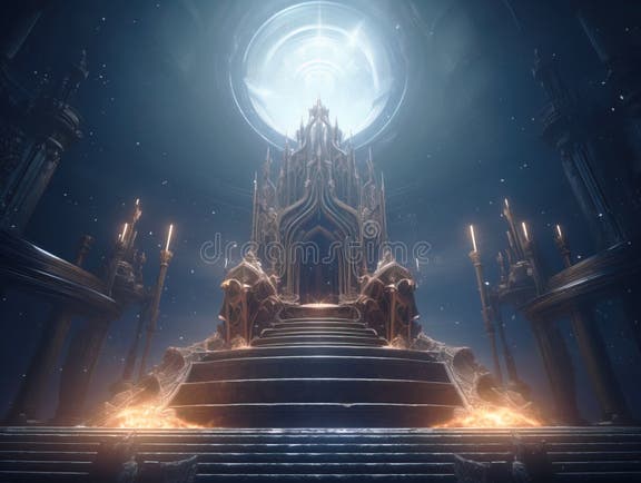 Decorated Empty Throne Hall. Throne in Space. Stock Image - Image of ...