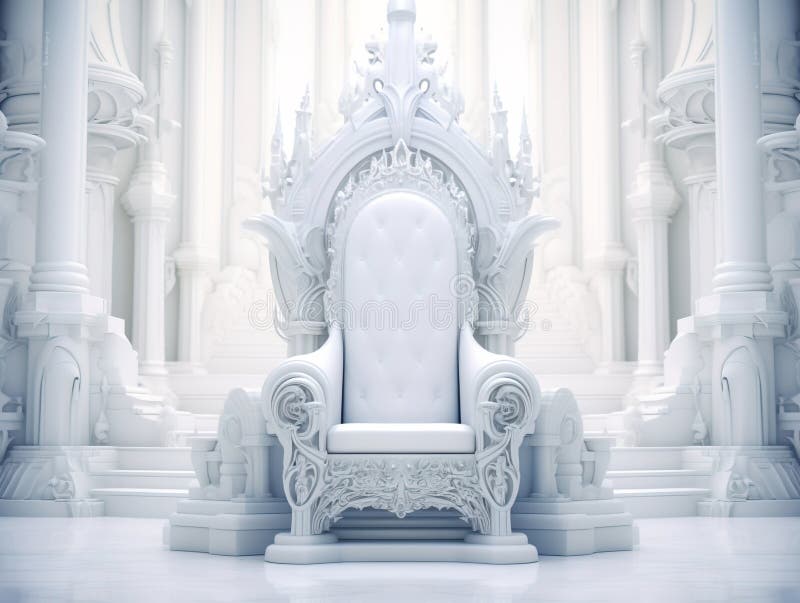Decorated Empty Throne Hall. White Throne. Stock Image - Image of ...