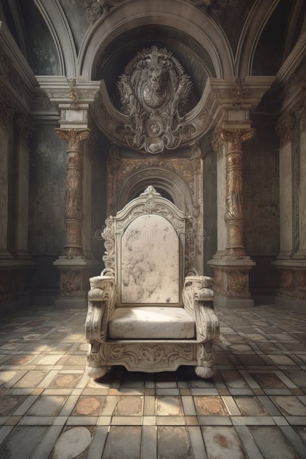 Decorated Empty Throne Hall. White Throne. Stock Photo - Image of ...