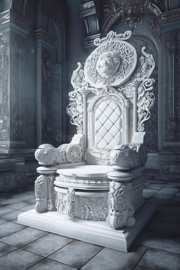 Decorated Empty Throne Hall. White Throne. Stock Photo - Image of ...
