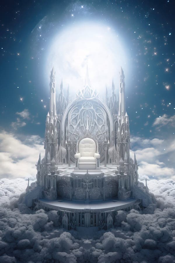 Decorated Empty Throne Hall. White Throne in Space. Stock Photo - Image ...