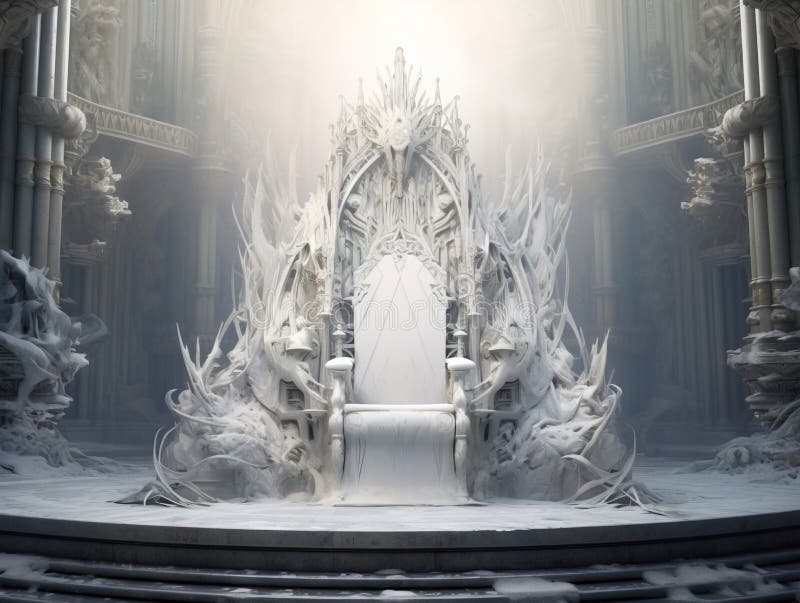 Decorated Empty Throne Hall. White Throne. Stock Illustration ...