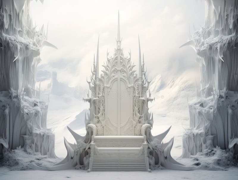 Decorated Empty Throne Hall. White Throne. Stock Illustration ...