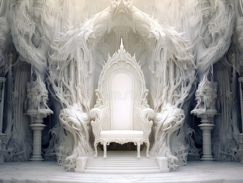 Decorated Empty Throne Hall. White Throne. Stock Illustration ...