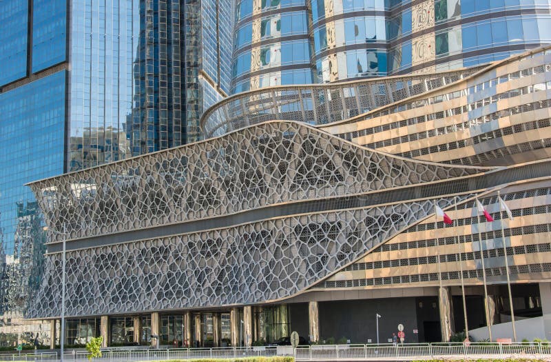 Decorated Entrance of Modern Office Building in Doha Stock Image ...
