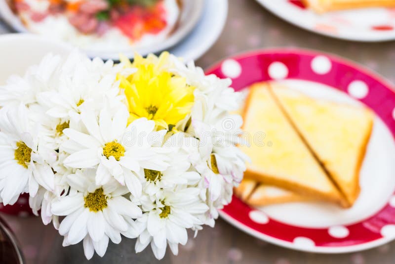 Decorated flower and toast stock photo. Image of polka - 39177878