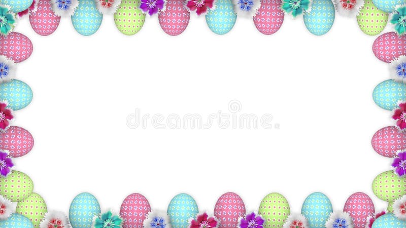 Decorated Frame with Animated Colourful Easter Eggs and Flowers on ...