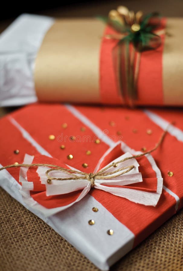Decorated gift stock image. Image of ribbon, rope, wrapping - 47951661