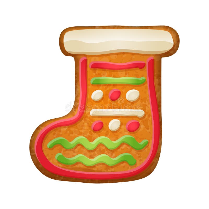 Decorated Gift Sock. Gingerbread Cookie. Stock Vector - Illustration of ...