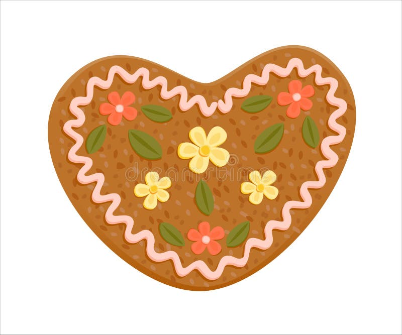 Decorated Gingerbread Heart Stock Vector - Illustration of declaration ...