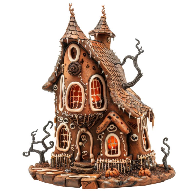 Decorated Gingerbread House with Glowing Windows Stock Image ...