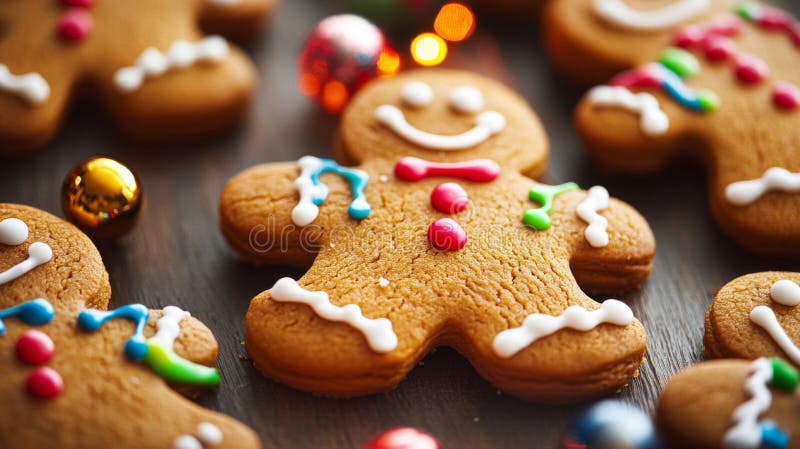 Decorated Gingerbread Man Cookie with Red and White Icing Stock ...