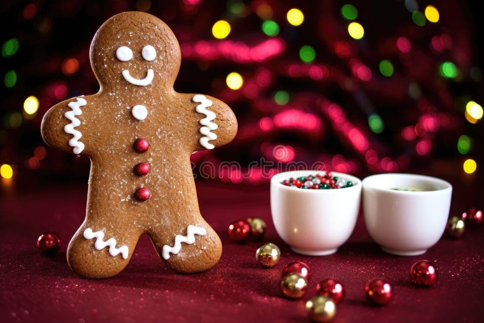 Decorated Gingerbread Man Placed Next To Plain Gingerbread Man Stock ...