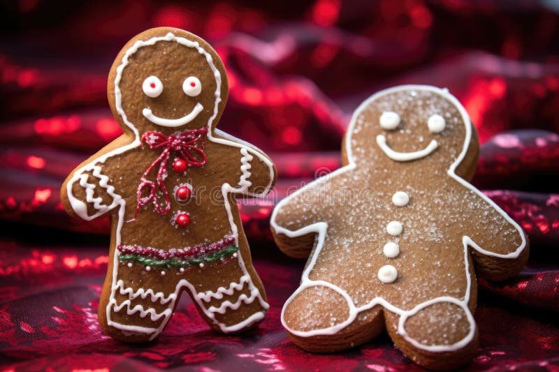 Decorated Gingerbread Man Placed Next To Plain Gingerbread Man Stock ...