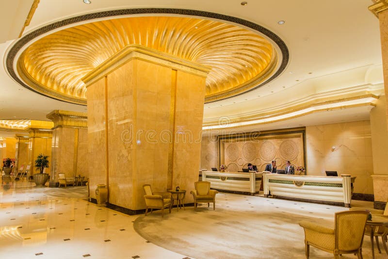 Decorated Gold Column Inside Emirates Palace Hotel at Abu Dhabi, UAE ...