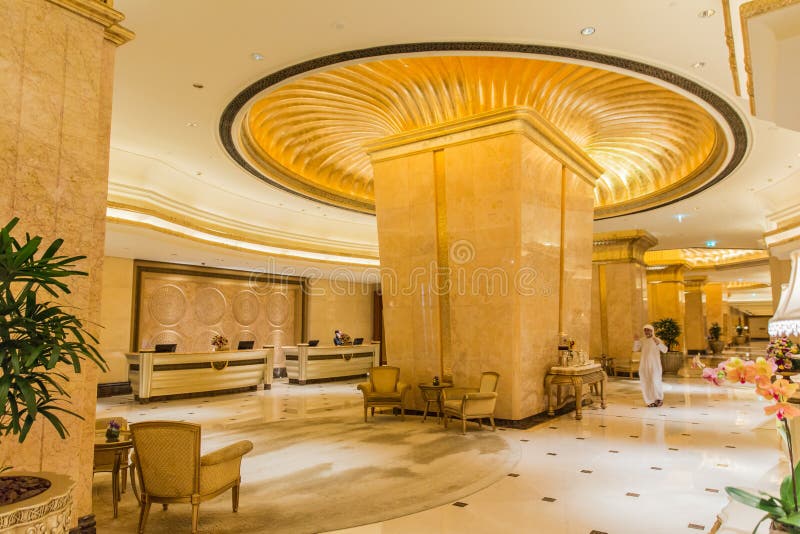 Decorated Gold Column Inside Emirates Palace Hotel at Abu Dhabi, UAE ...
