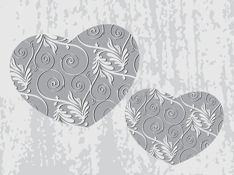 Decorated Grey Heart Shape With Texture Background Stock Vector ...