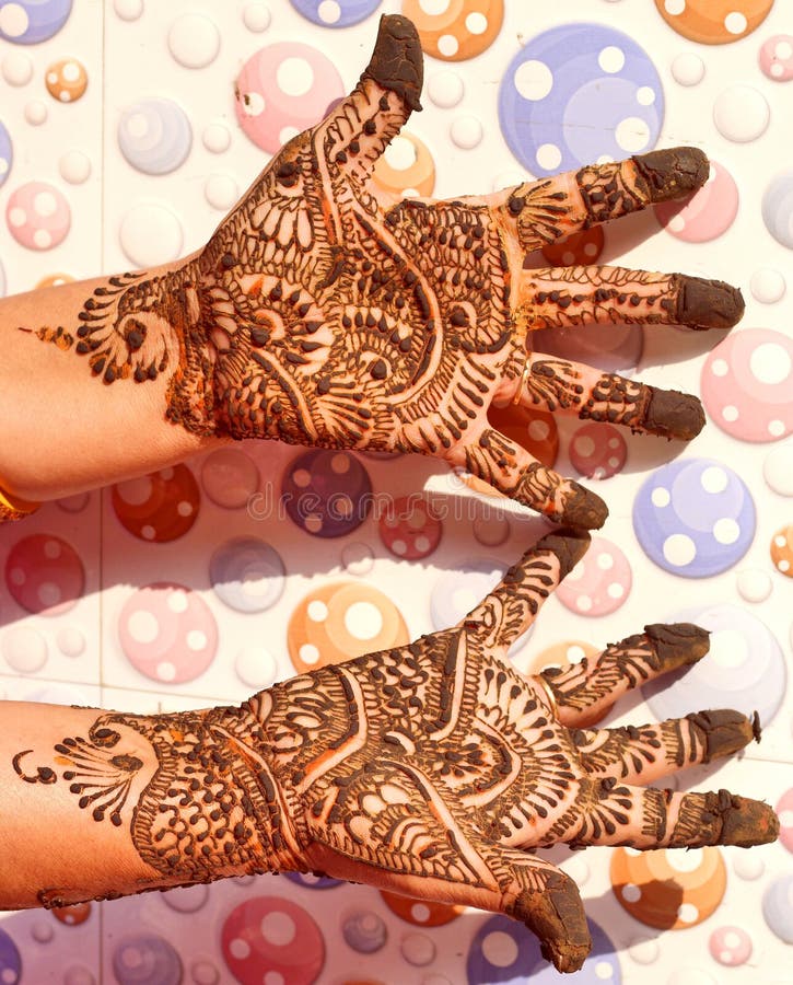 Decorated hands with henna editorial stock photo. Image of decorated ...