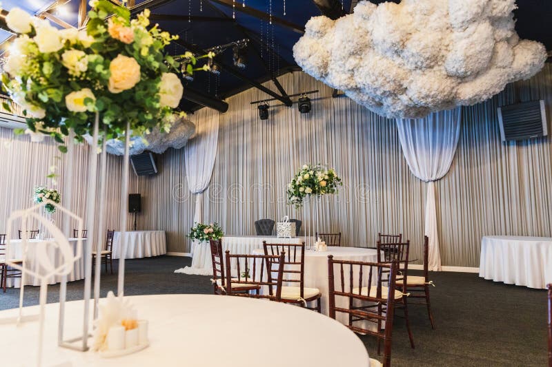 Decorated Interior for Festive Event. Fancy Table Set for Dinner with ...