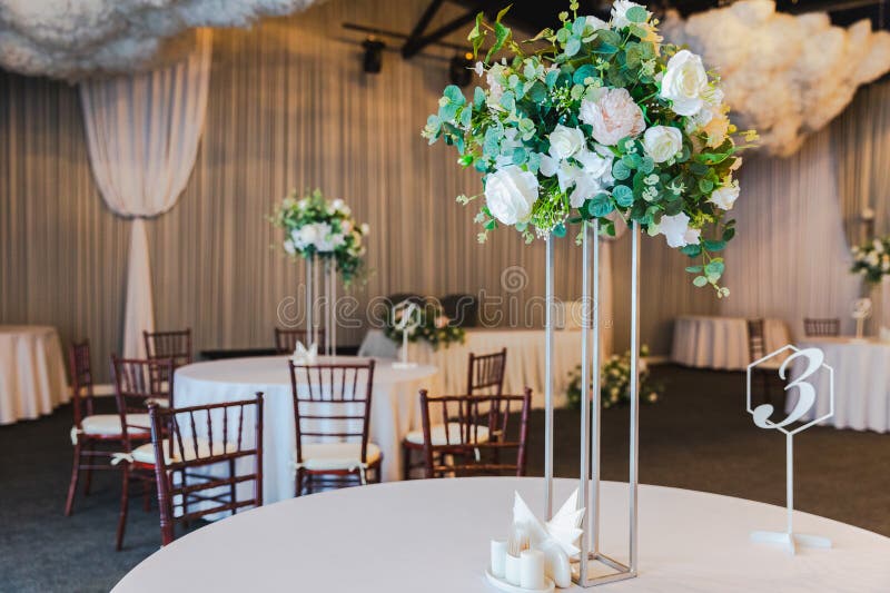 Decorated Interior for Festive Event. Fancy Table Set for Dinner with ...