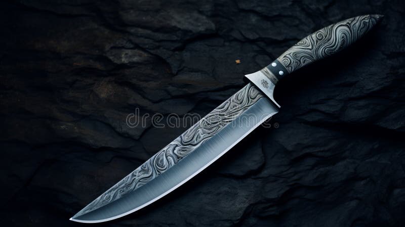 Custom Designed Knife on Black Surface: Mehmed Siyah-kalem Style Stock ...