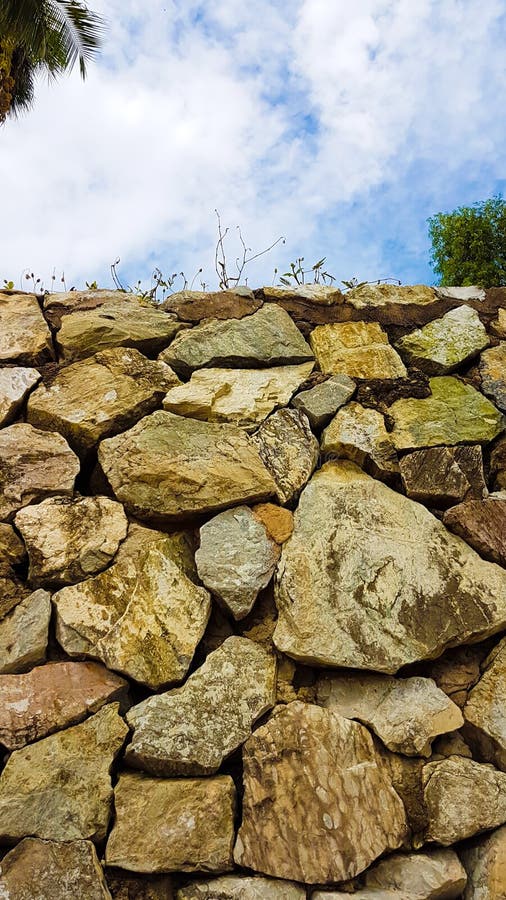 Decorated of Large and Small Size of Stone Wall Stock Image - Image of ...