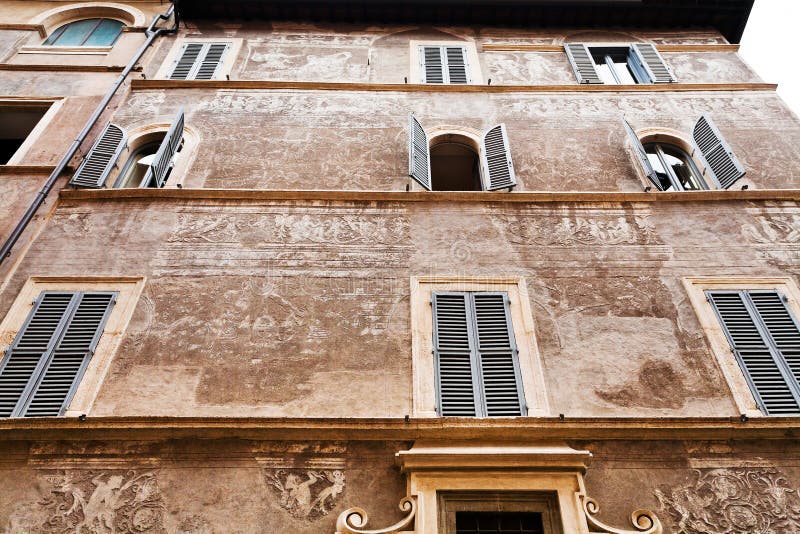 Decorated Medieval House in Rome, Italy Stock Photo - Image of medieval ...