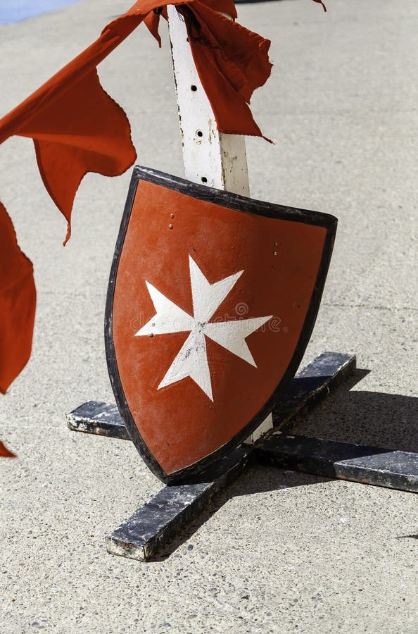 Decorated medieval shields stock image. Image of weapon - 248382913