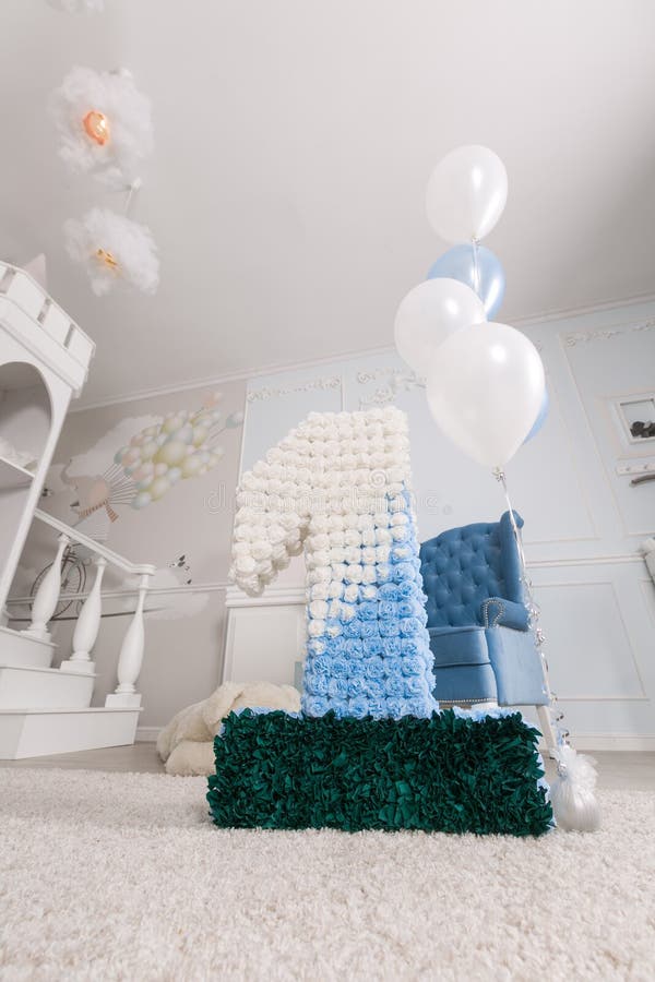 Decorated Number 1 for a Birthday. Happy One Year Stock Photo - Image ...