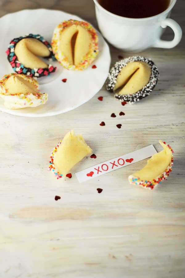 Open Fortune Cookie Decorated on the Table Stock Photo - Image of ...