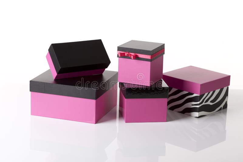 Decorated pink boxes stock image. Image of surprise, background - 16761455
