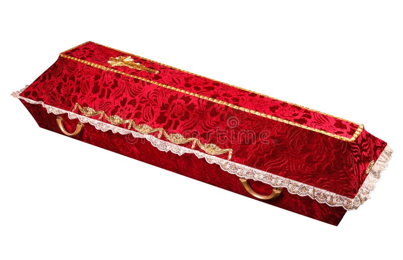Coffin Casket with Brass Handles Stock Image - Image of spooky, ritual ...