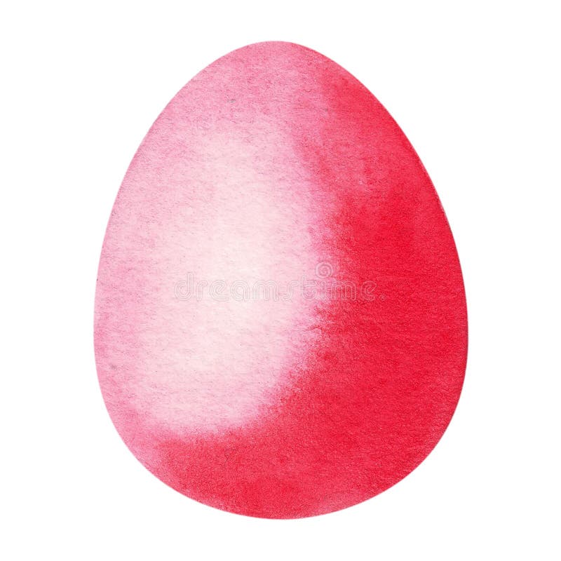 Decorated Red Easter Egg in Cartoon Style. Watercolor Illustration ...