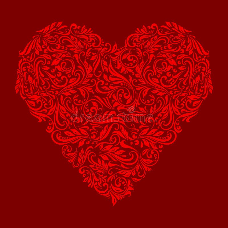 Decorated red heart stock vector. Illustration of cupid - 41459273