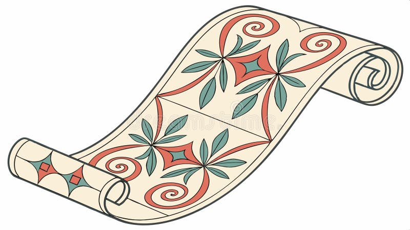 Decorated Rolled Scroll Illustration with Intricate Patterns. Vintage ...