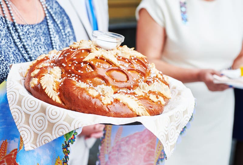 Decorated Round Loaf Wedding Bread Stock Photo - Image of tradition ...