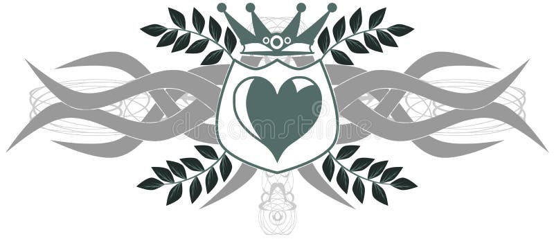 Decorated Shield with Heart Isolated Stock Vector - Illustration of ...