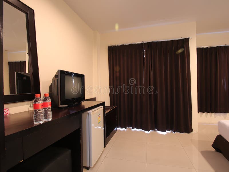 Decorated Single Bedroom with Bed Nice Colours Stock Image - Image of ...