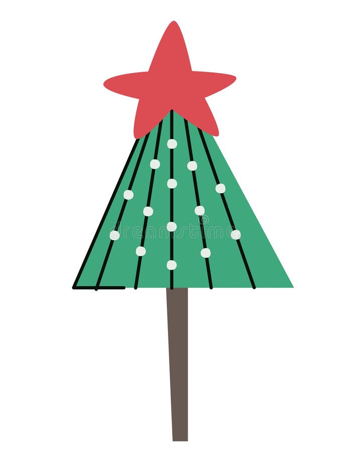 Decorated Spruce with Big Star. Stock Vector - Illustration of star ...