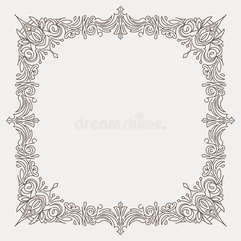 Decorated Square Decorative Frame in Mono Line Style with R Stock ...