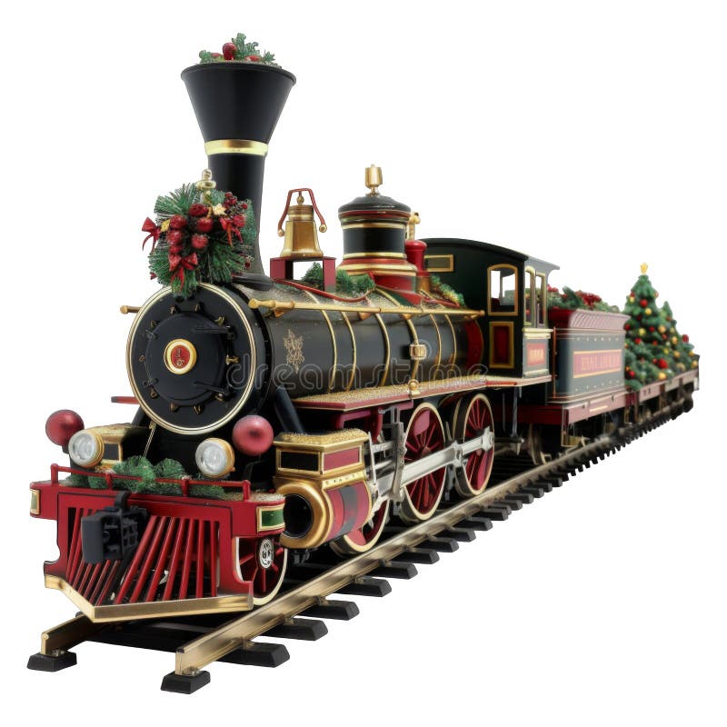 A Decorated Steam Locomotive Pulling a Christmas Train Stock Image ...