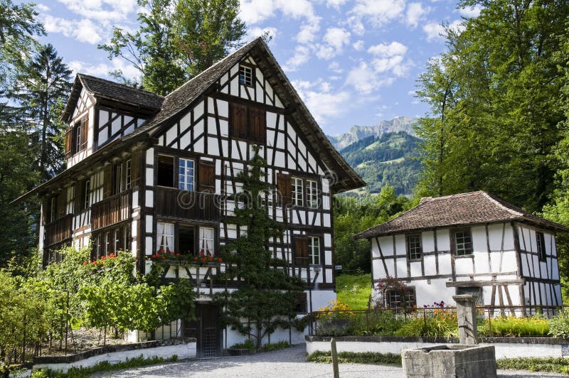 Decorated swiss house stock image. Image of factory, field - 6033869