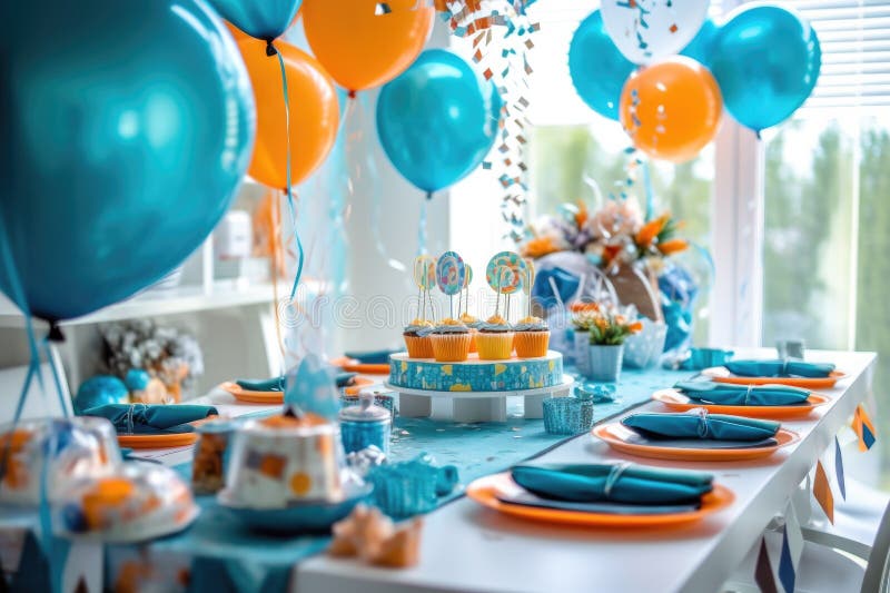 Decorated Table for Boys Birthday Celebration Created with Generative ...